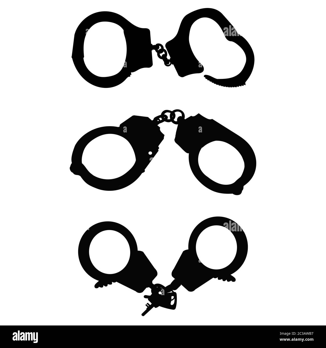 vector, on white background, set of handcuffs silhouettes Stock Vector ...