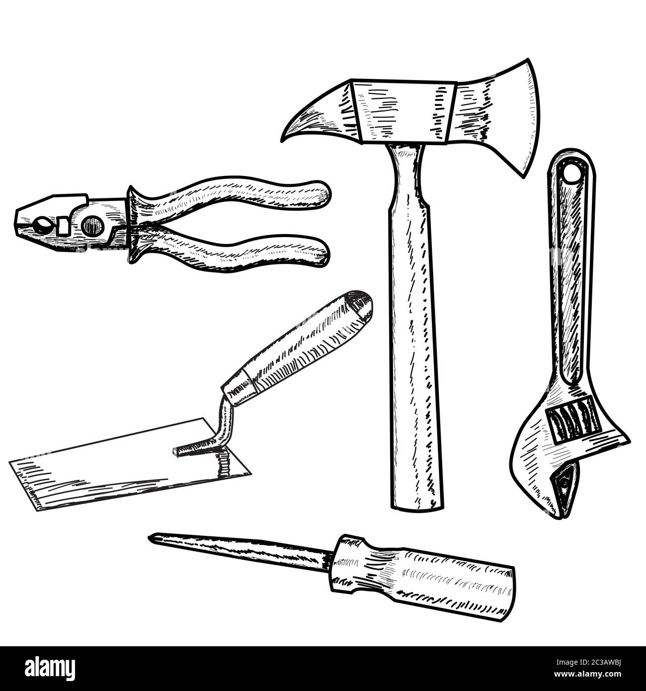 construction tool set of sketches Stock Vector Image & Art - Alamy
