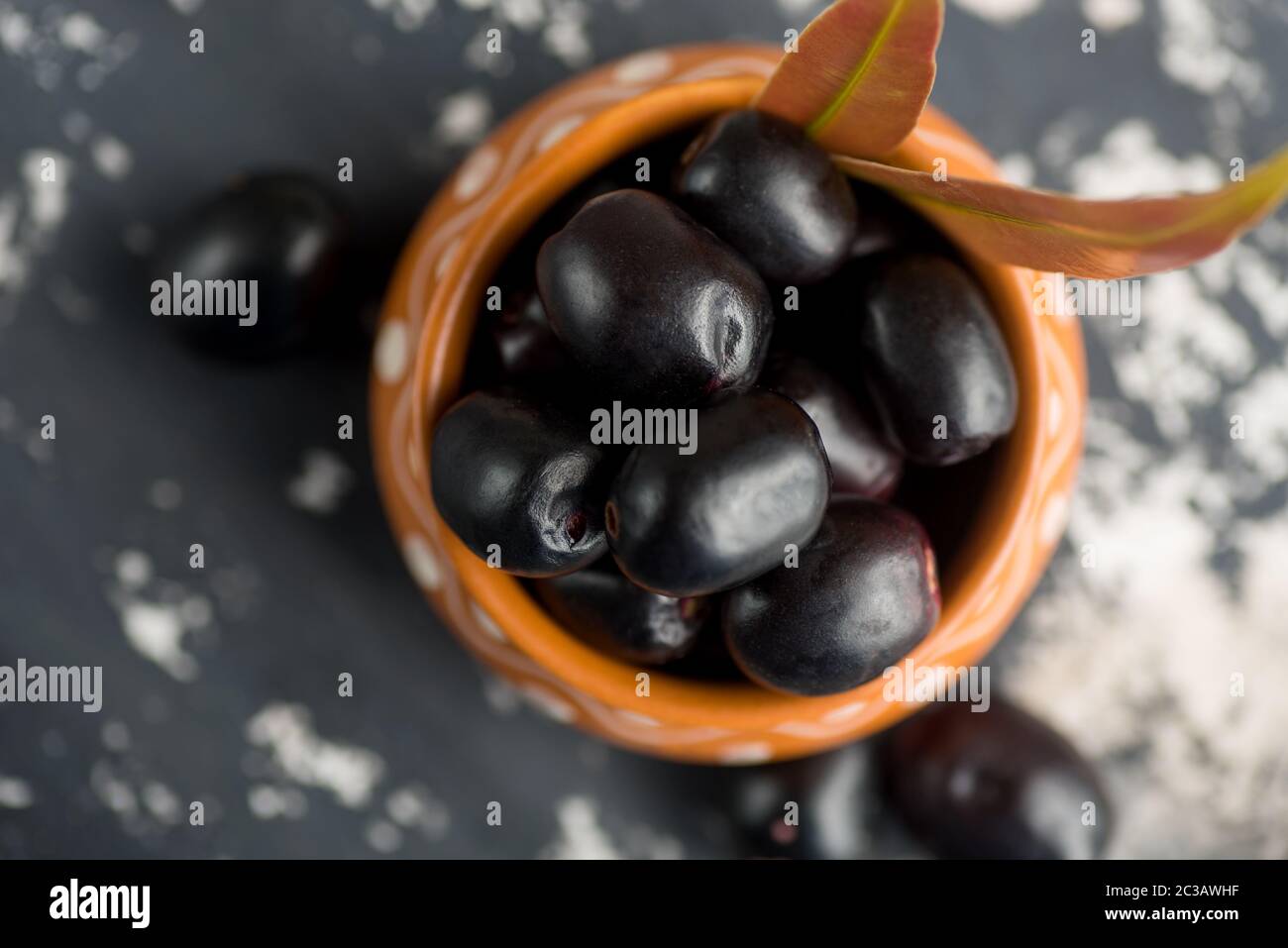 Jambolan plum or jambul or Jamun fruit, Java plum (Syzygium cumini ...