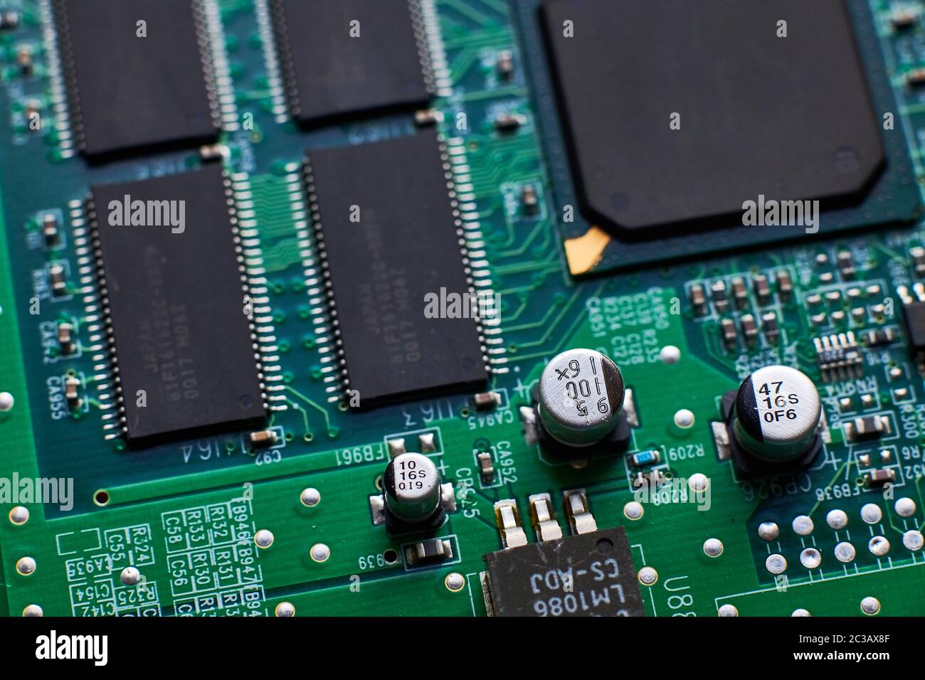printed circuit Board with chips and radio components electronics Stock ...