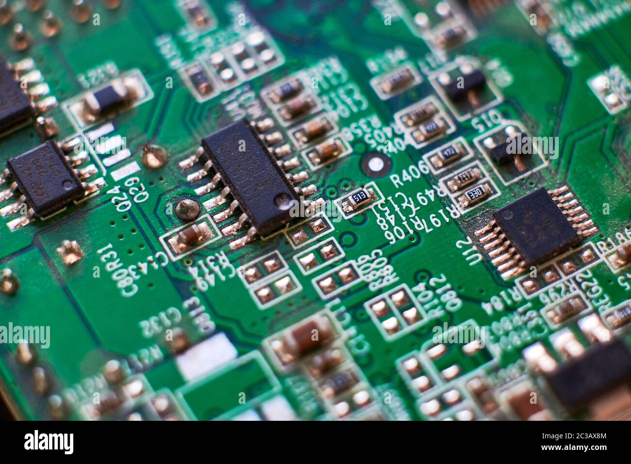 printed circuit Board with chips and radio components electronics Stock ...