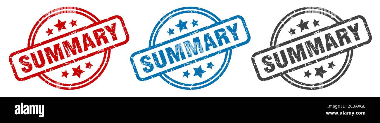 summary stamp. summary round isolated sign. summary label set Stock ...