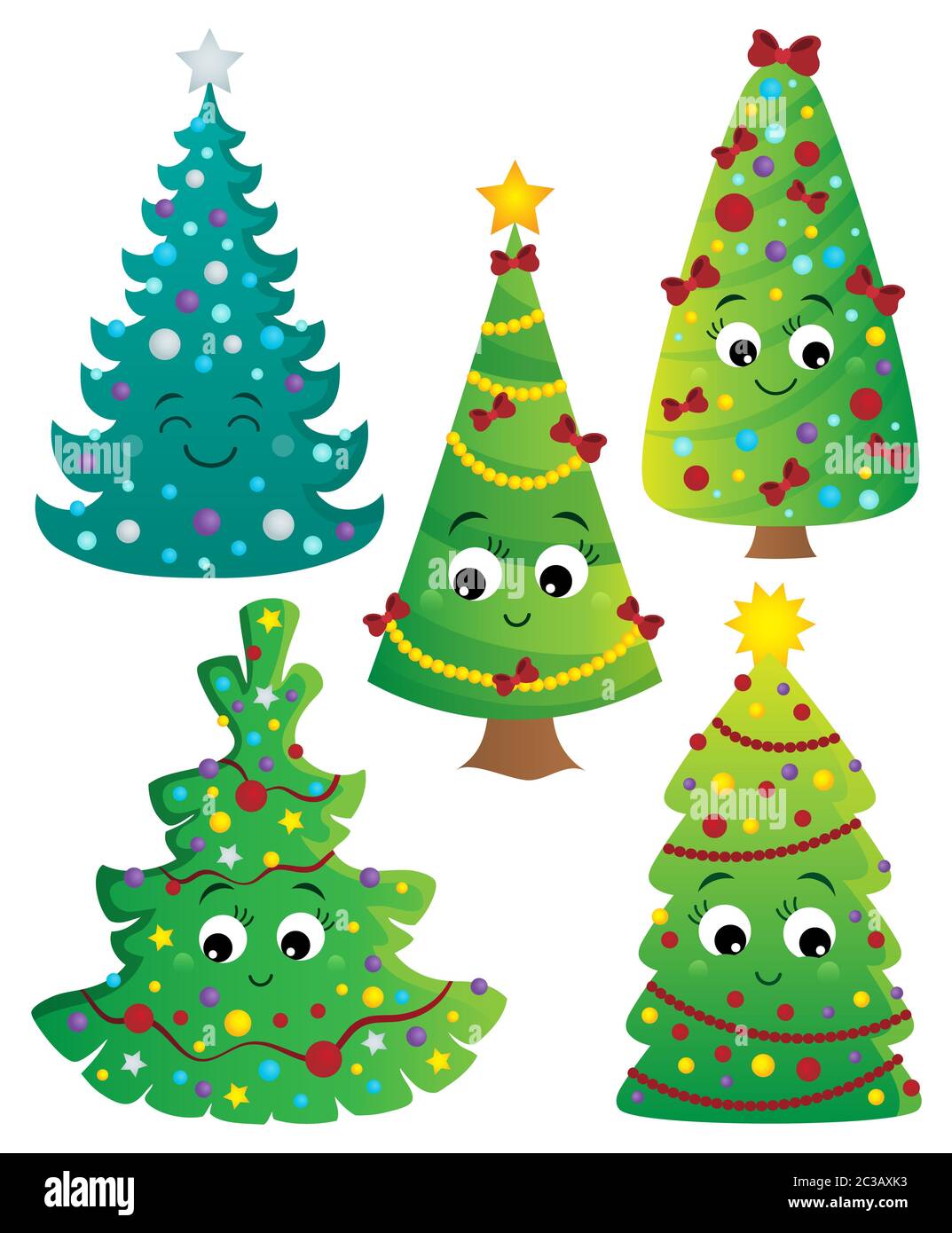 Stylized Christmas trees collection 2 - picture illustration Stock ...