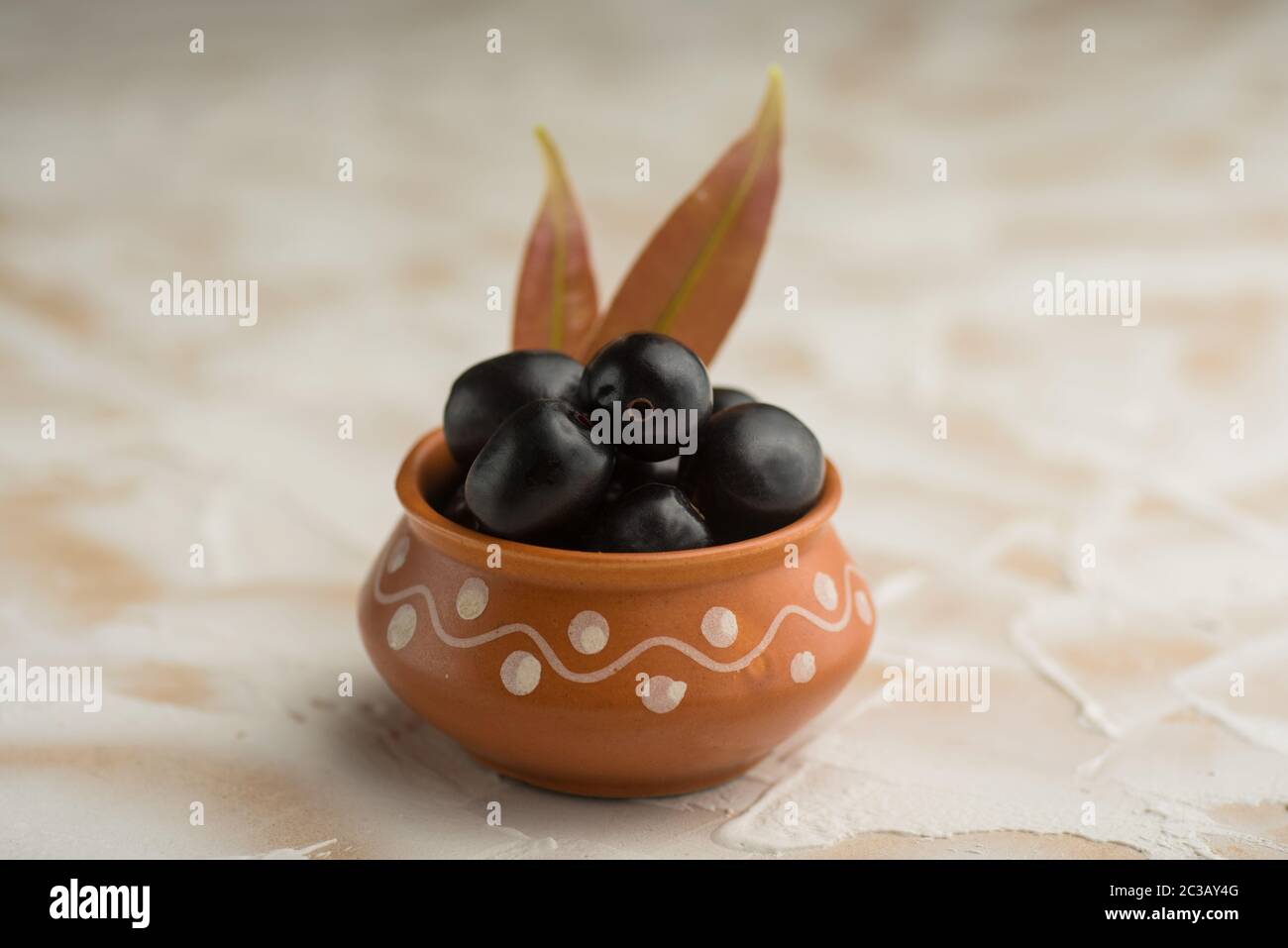 Jambolan plum or jambul or Jamun fruit, Java plum (Syzygium cumini ...