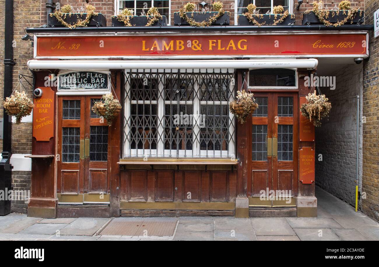 General view of the shuttered Lamb and Flag pub, in Covent Garden ...