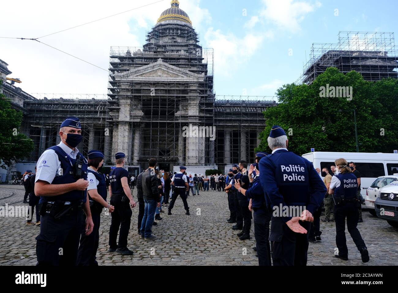 Brussels, Belgium. 19th June, 2020. Belgian police officers take part ...
