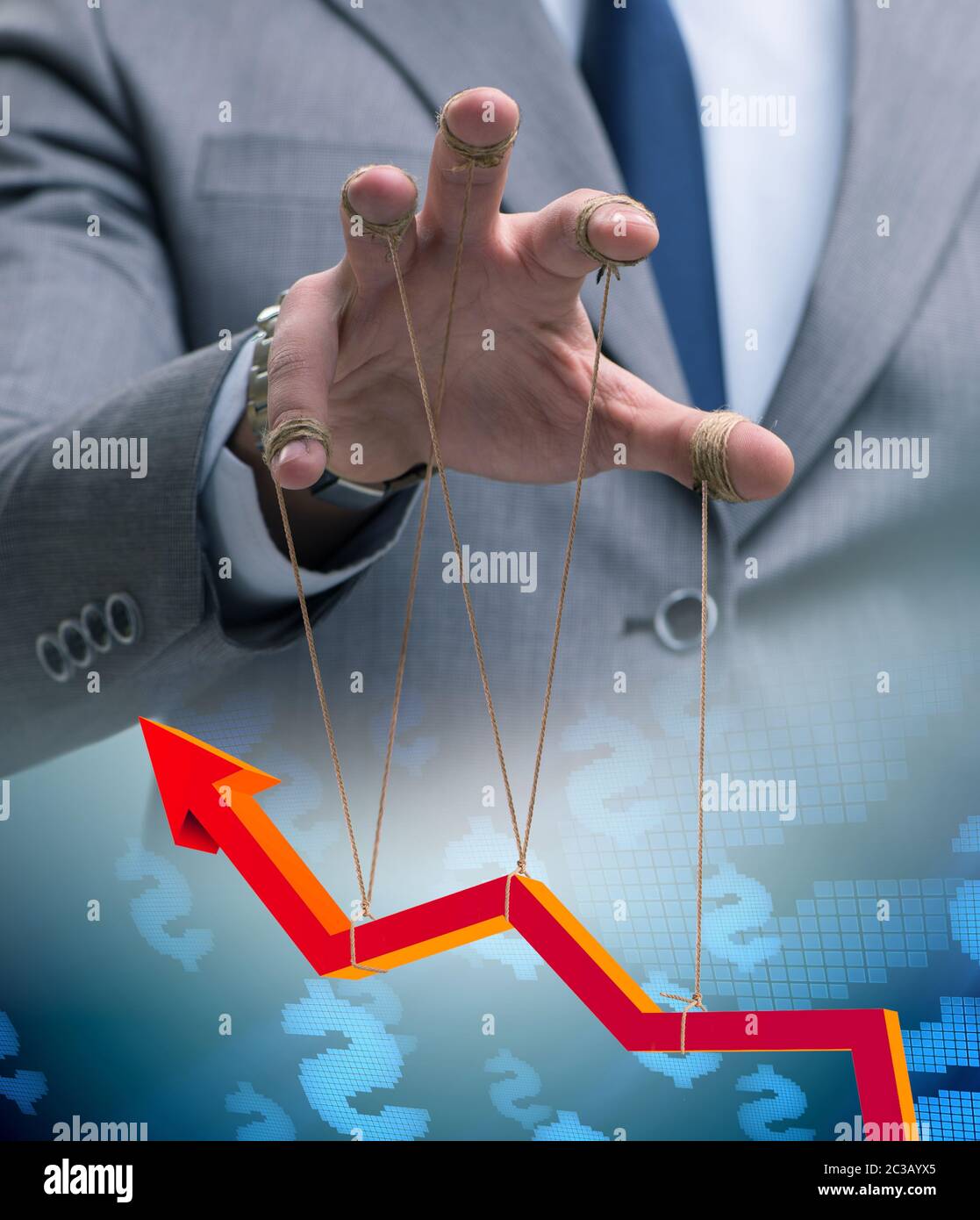 Hand supporting the growth chart line Stock Photo - Alamy
