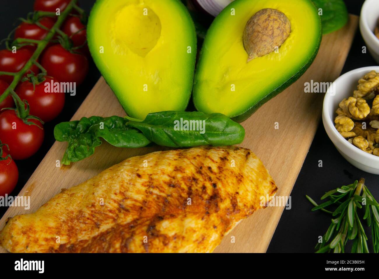 Ketogenic diet concept. A set of products of the low carb keto diet ...