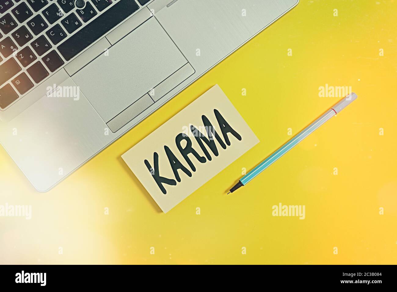 Handwriting text writing Karma. Conceptual photo sum of an individual actions in this and ...
