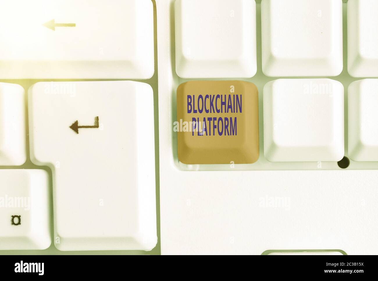 Handwriting text writing Blockchain Platform. Conceptual photo thing ...