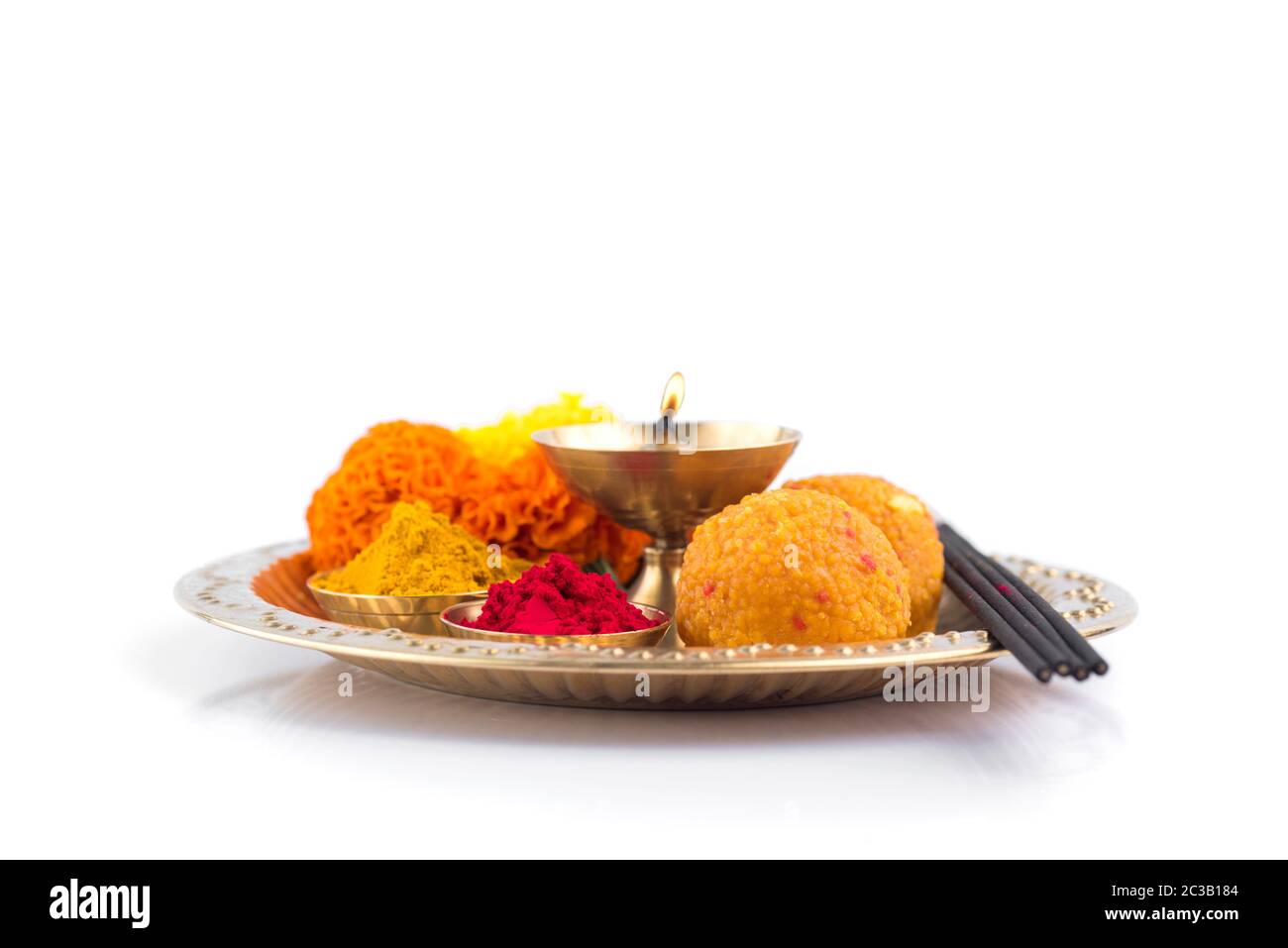 Beautifully Decorated Pooja Thali for festival celebration to worship ...