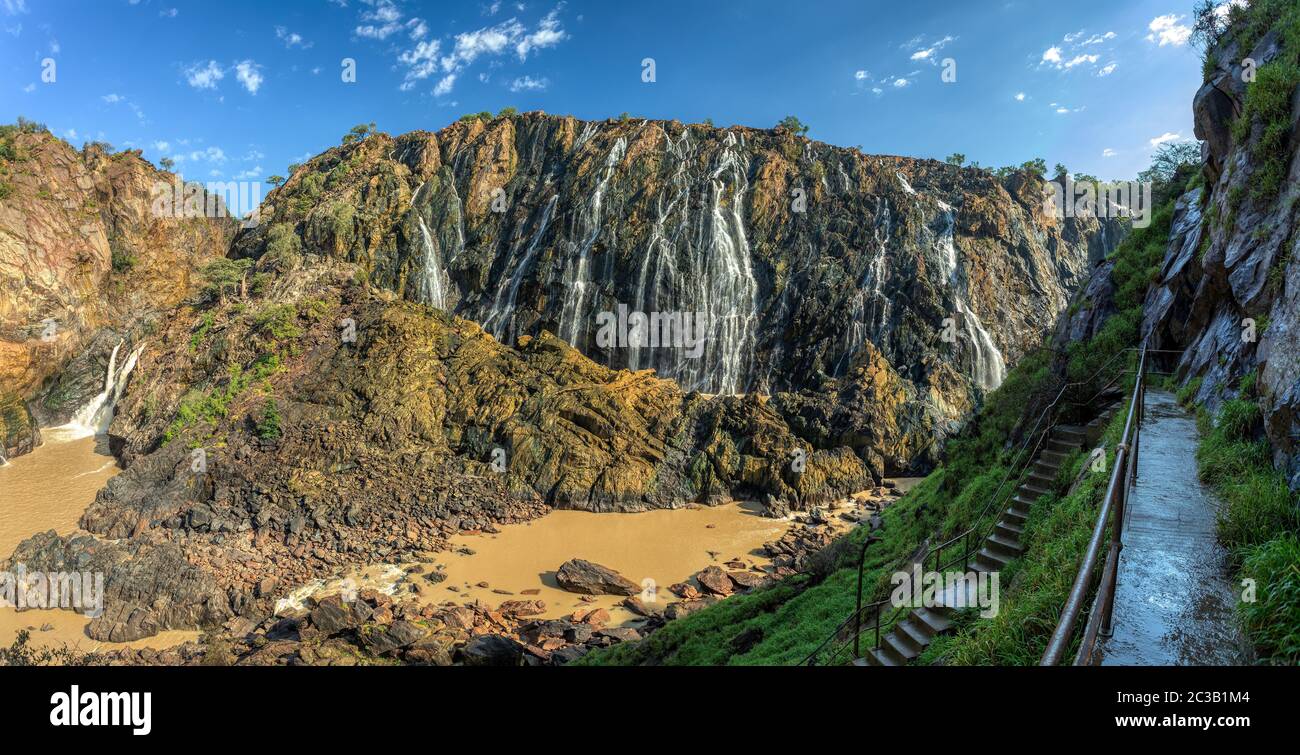 stairs down to Ruacana Falls on the Kunene River in Northern Namibia ...