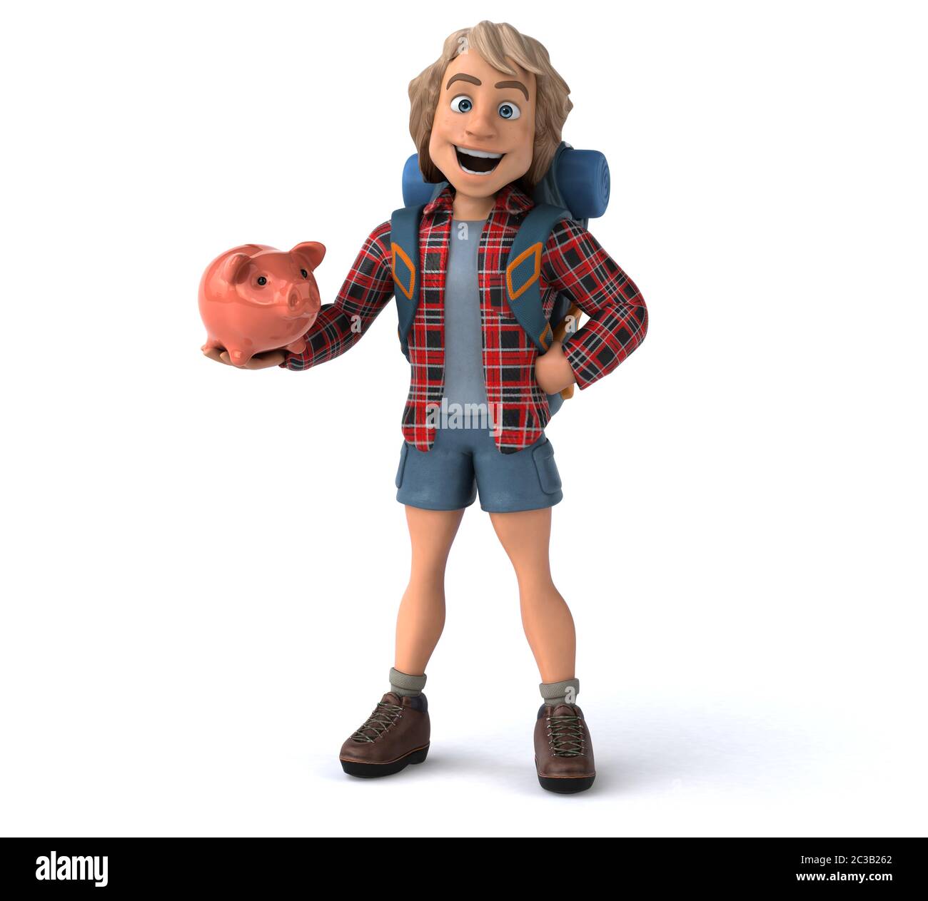 Fun backpacker cartoon guy Stock Photo - Alamy