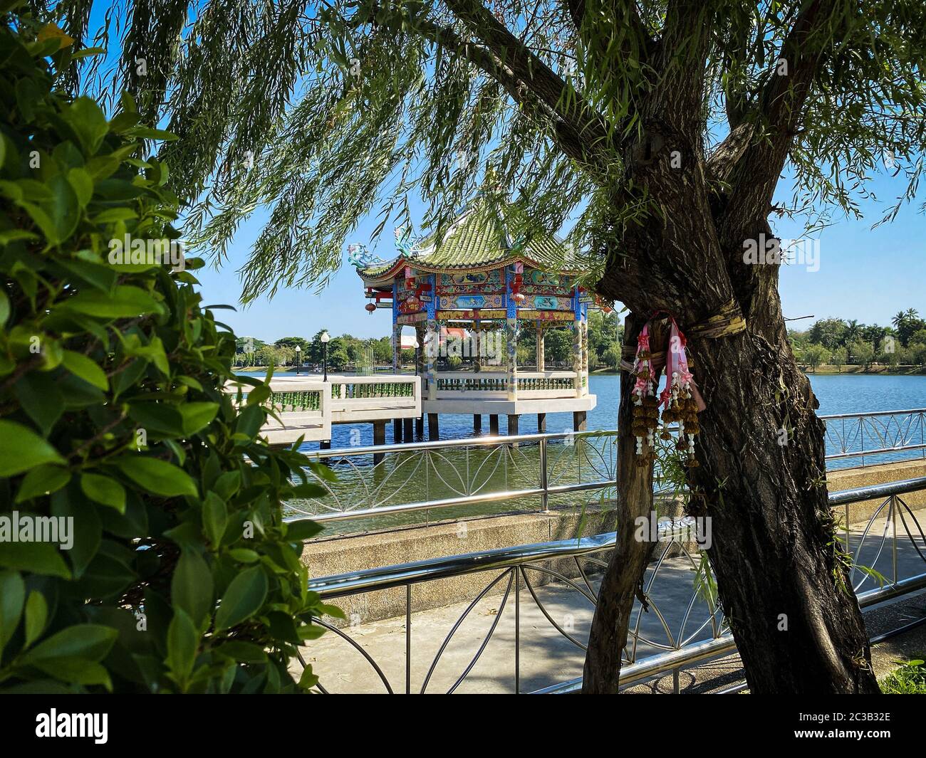 Chinese Pavilion On Lake, temple on Nong Bua Lake in Udon Thani Stock ...