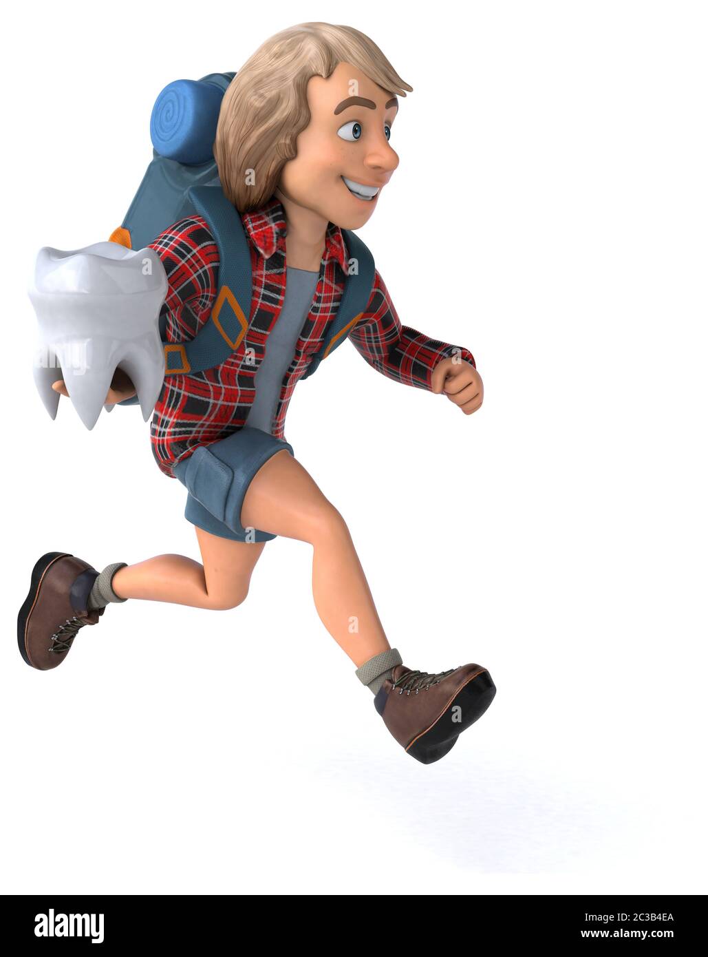 Fun backpacker cartoon guy Stock Photo - Alamy