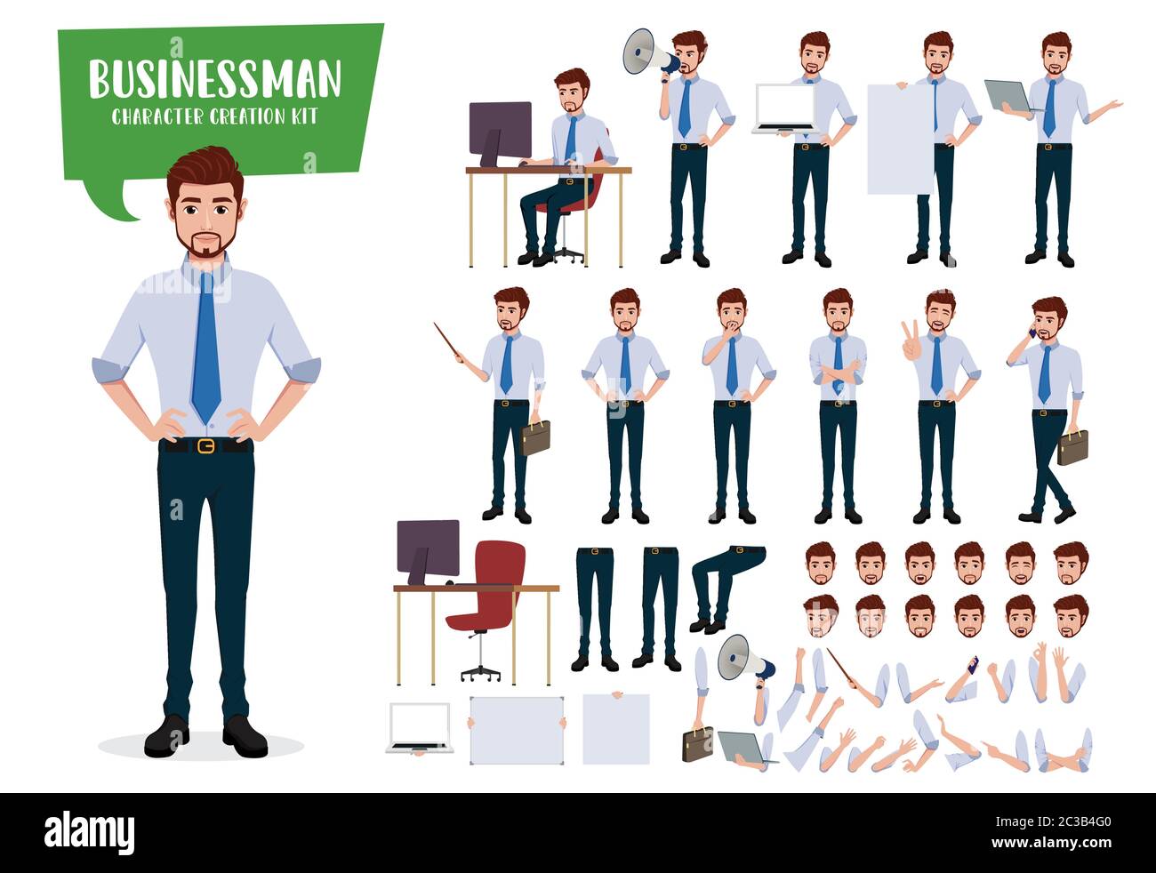 Businessman character creation vector set. Business man characters ...