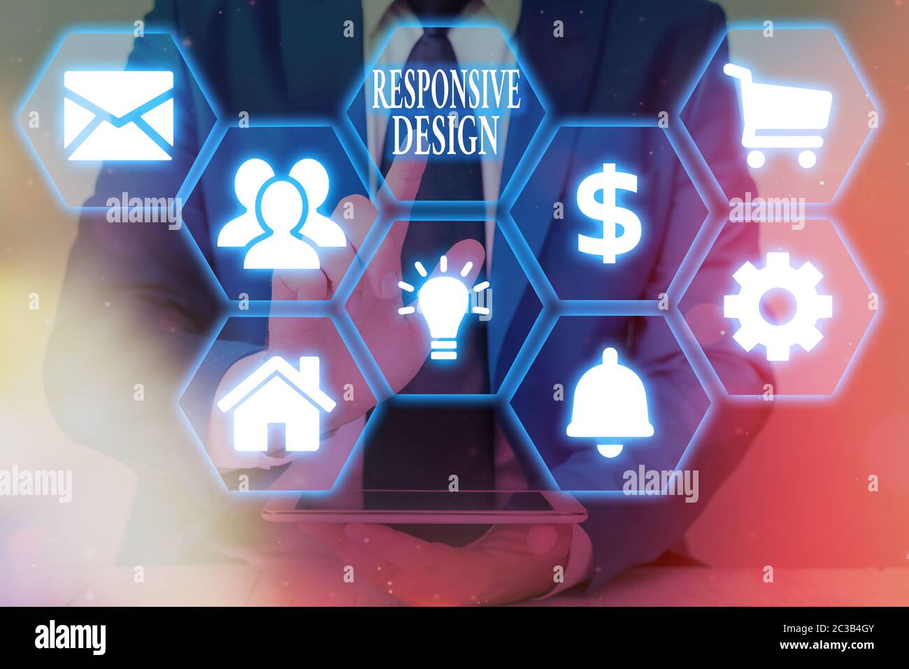 Writing note showing Responsive Design. Business concept for approach to page creation makes use ...