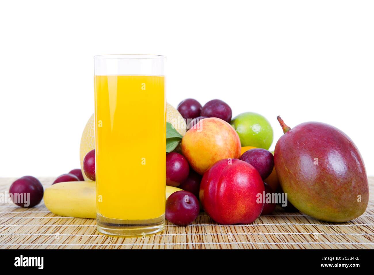 fruits and juice isolated on white background Stock Photo - Alamy