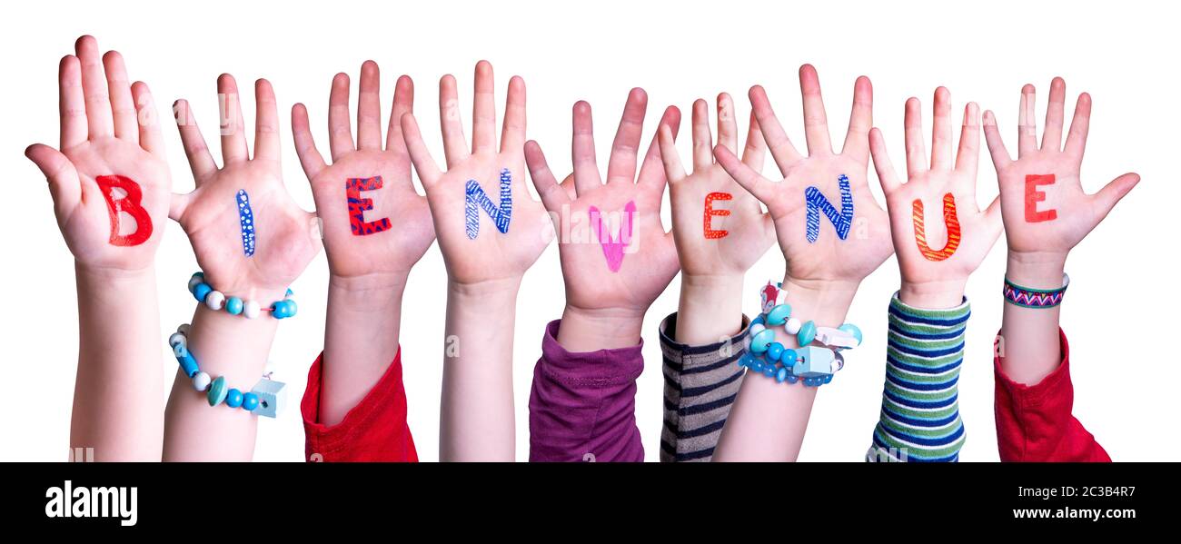 Children Hands Building Colorful French Word Bienvenue Means Welcome ...