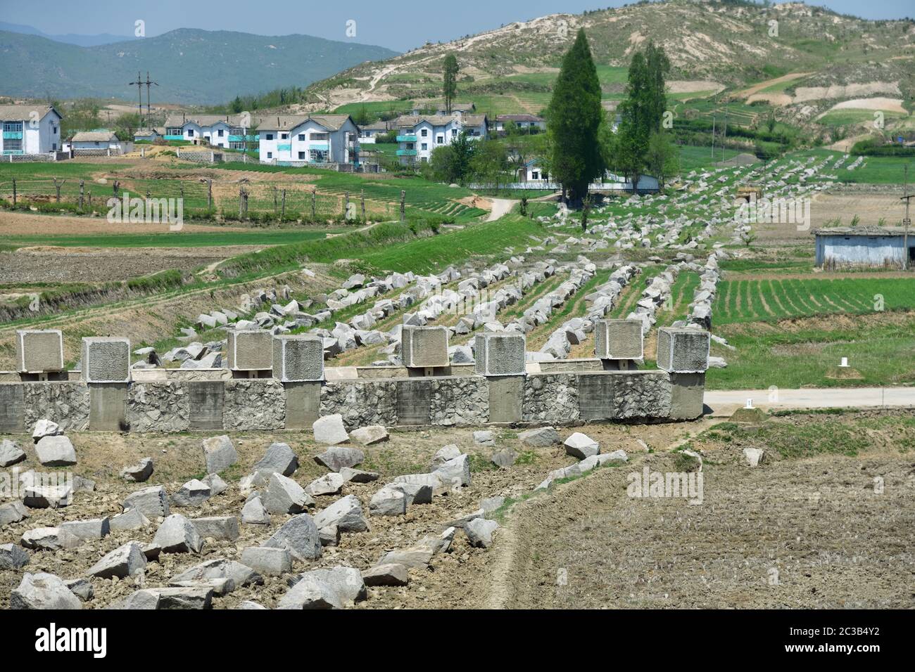 Antitank defensive line in North Korea on the demarcation line. 38 ...