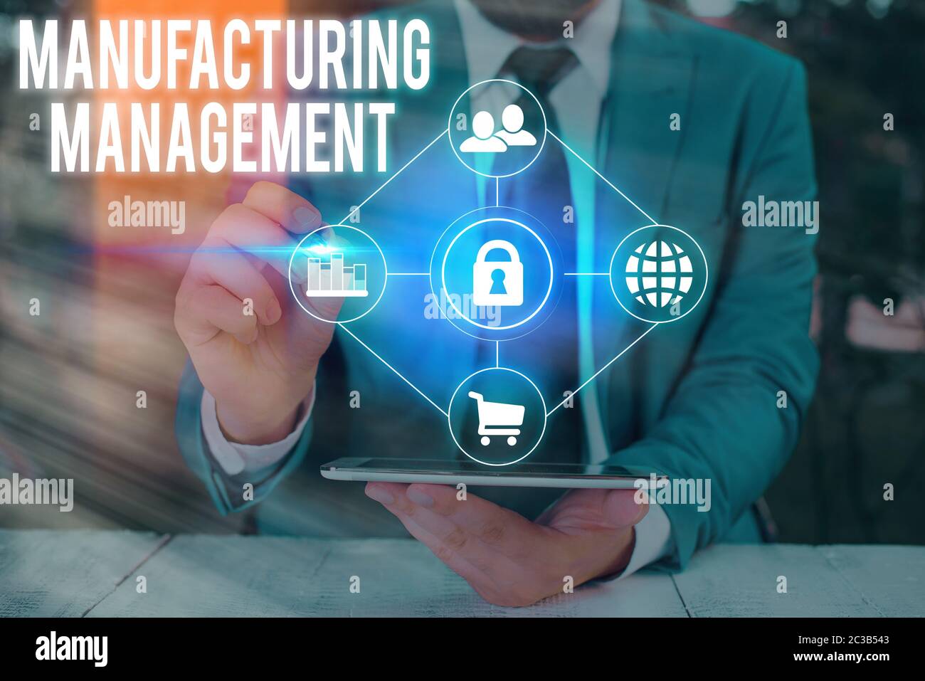 Conceptual hand writing showing Manufacturing Management. Concept ...