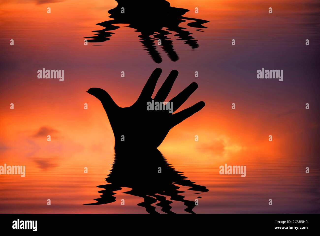human hand with water reflection at sunset Stock Photo - Alamy
