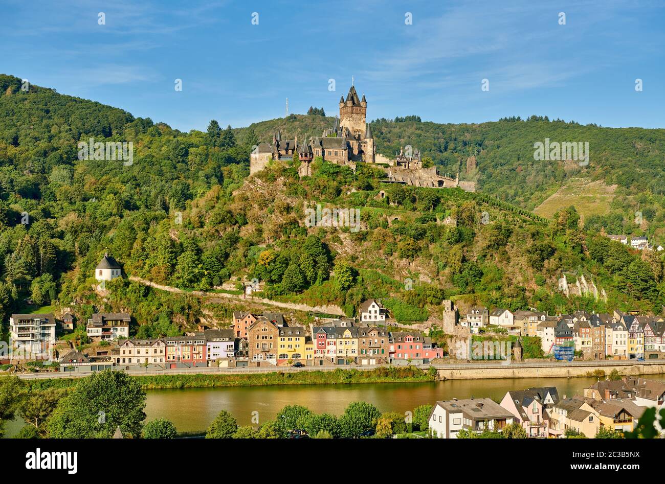 Cochem town in Germany on Moselle river with Reichsburg castle Stock ...