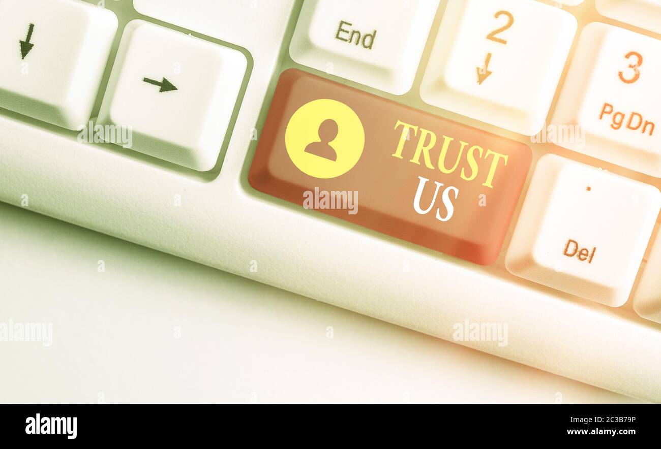 Conceptual hand writing showing Trust Us. Concept meaning believing in ...