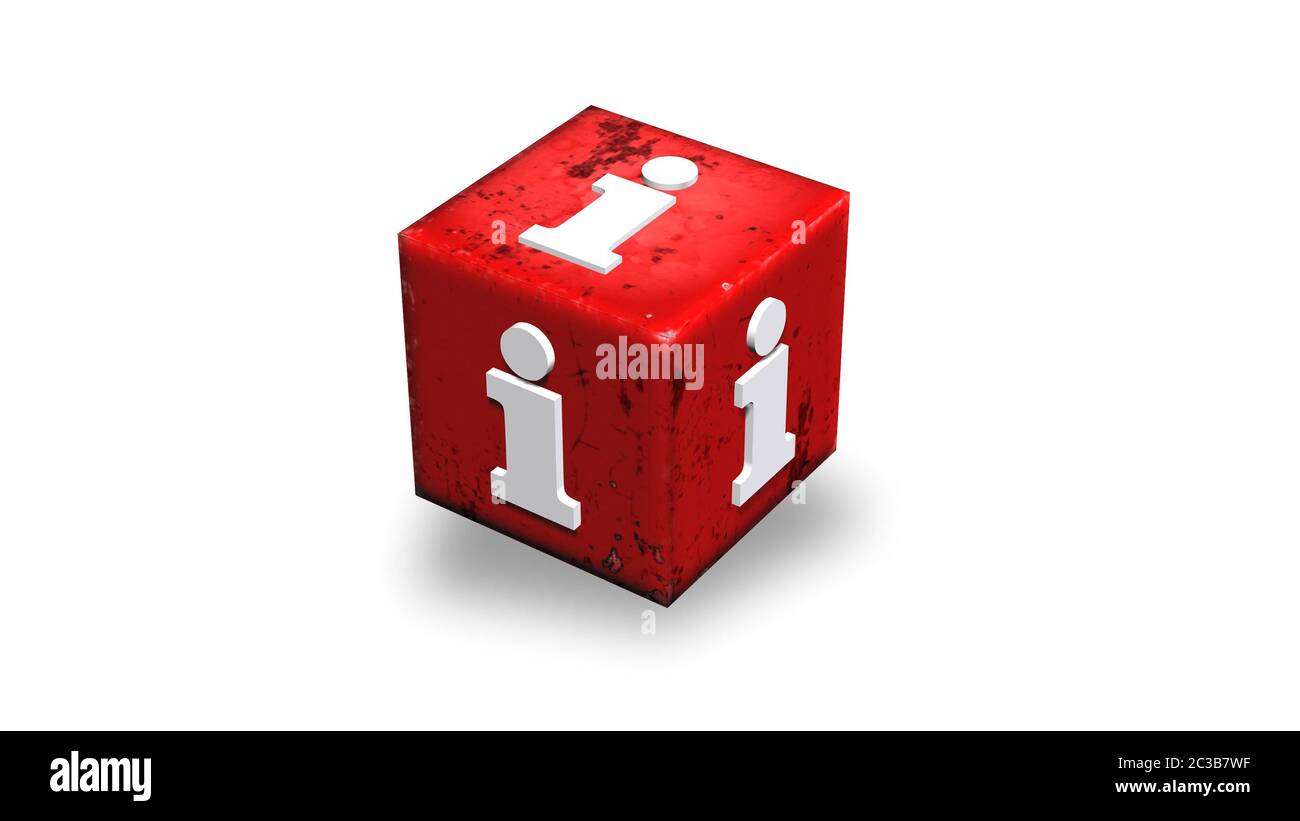 info sign in white color on a red cube Stock Photo - Alamy