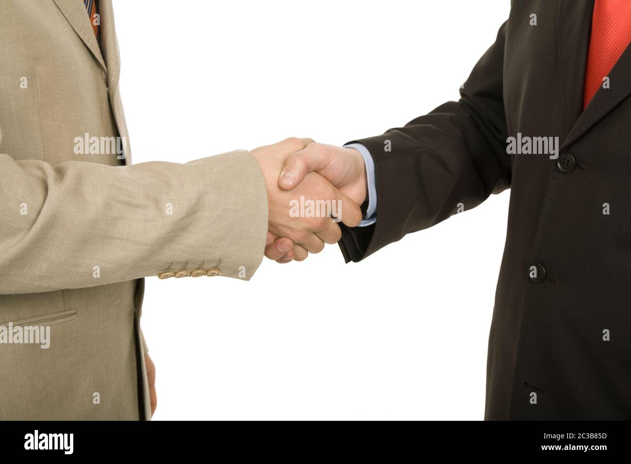 Business men hand shake in white background Stock Photo - Alamy