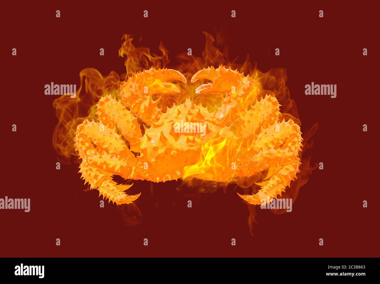Abstract red-hot sea crab on fire on an isolated background Stock Photo ...