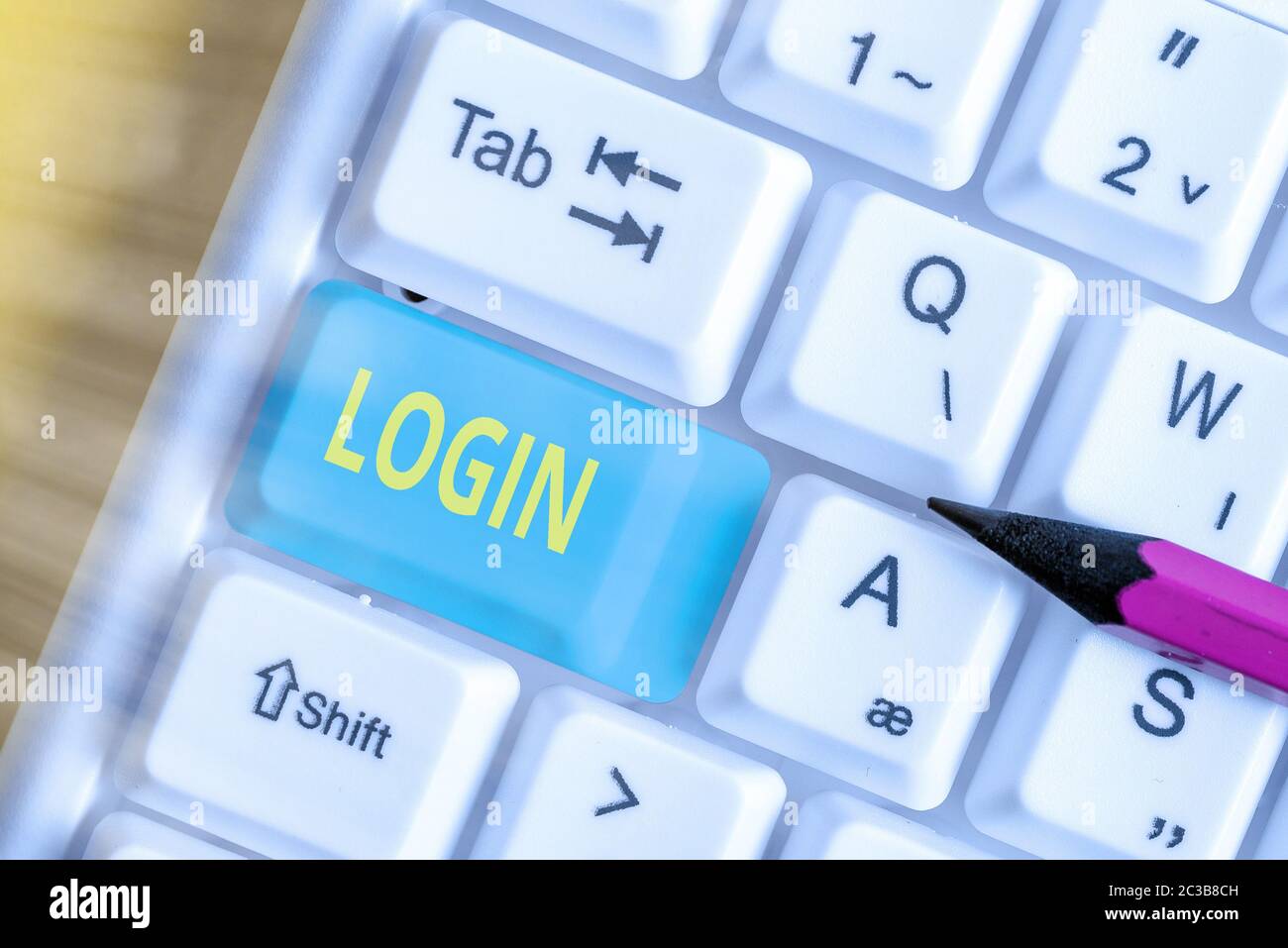 Writing note showing Login. Business concept for process by which an ...