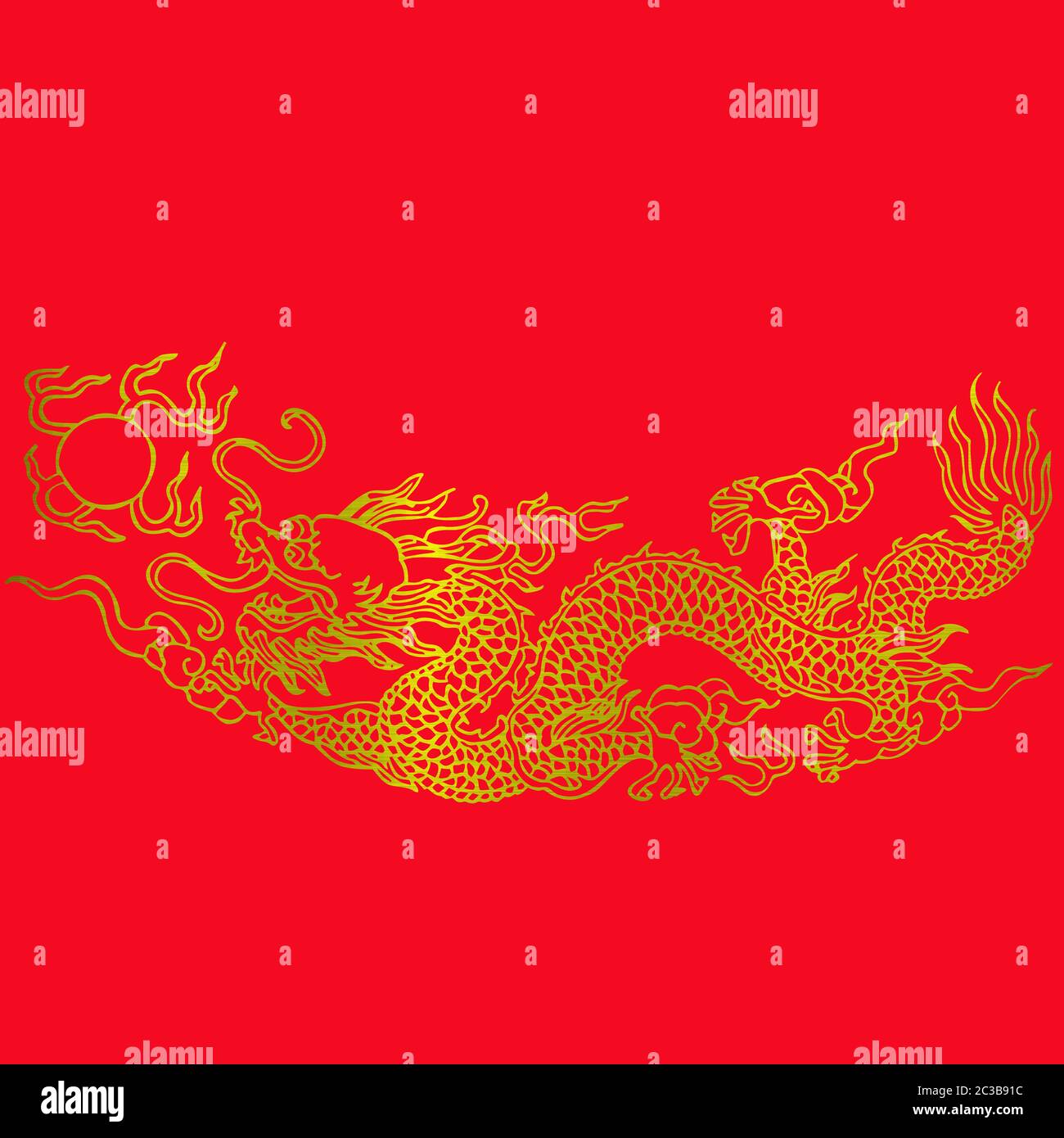 dragon asia legend golden yellow metallic fire illustration zodiac ...