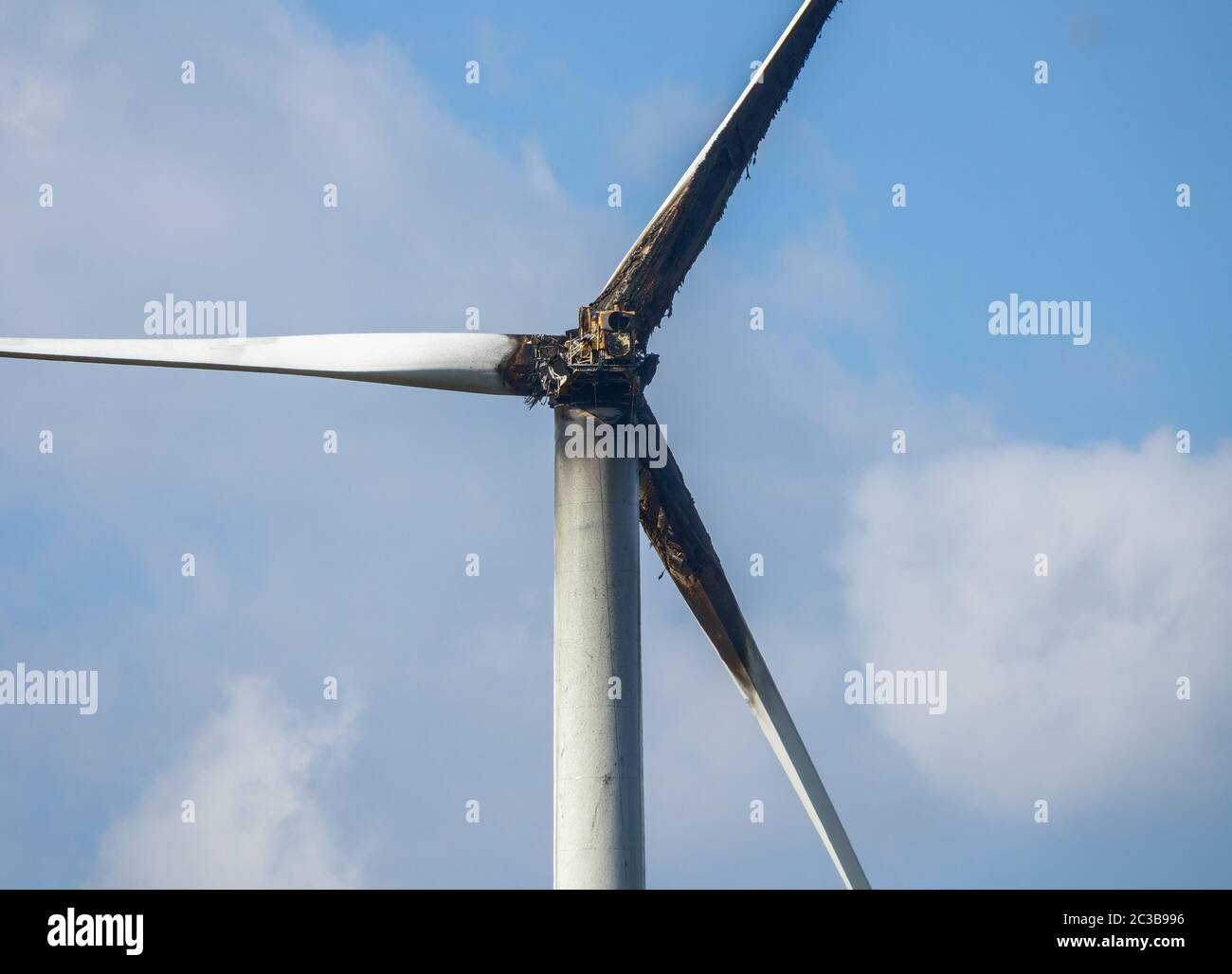 Burned damaged wind turbine Stock Photo - Alamy