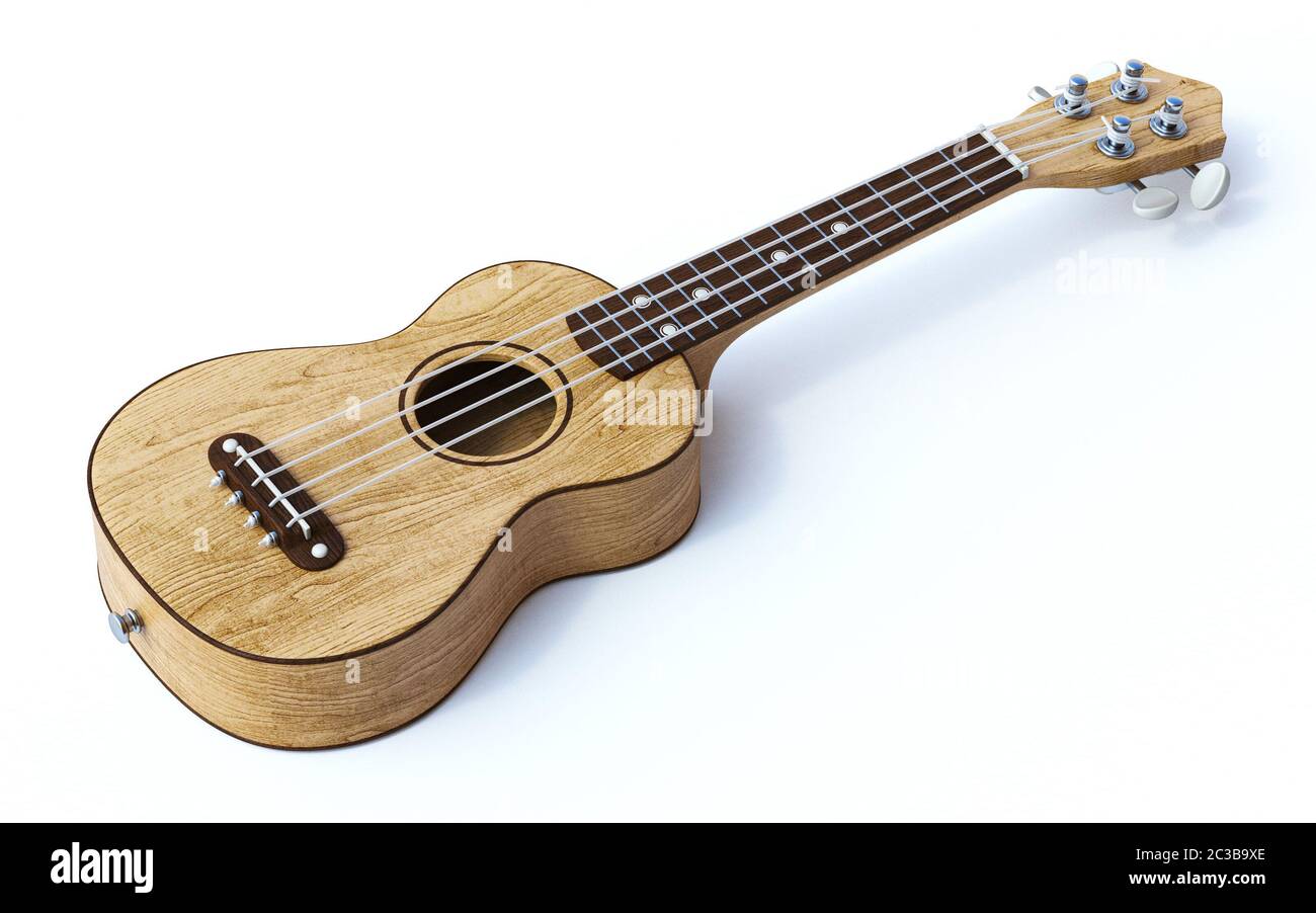 Wooden traditional soprano ukulele 3D render illustration isolated on ...