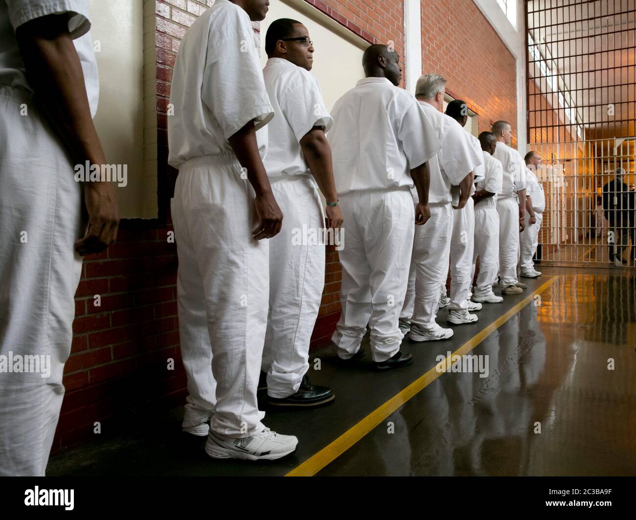Rosharon Texas USA, August 25 2014: Uniformed male inmates, students of ...