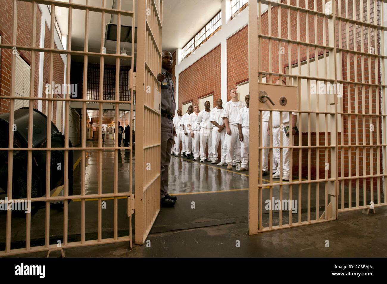 Rosharon Texas USA, August 25 2014: Uniformed male inmates, students of ...