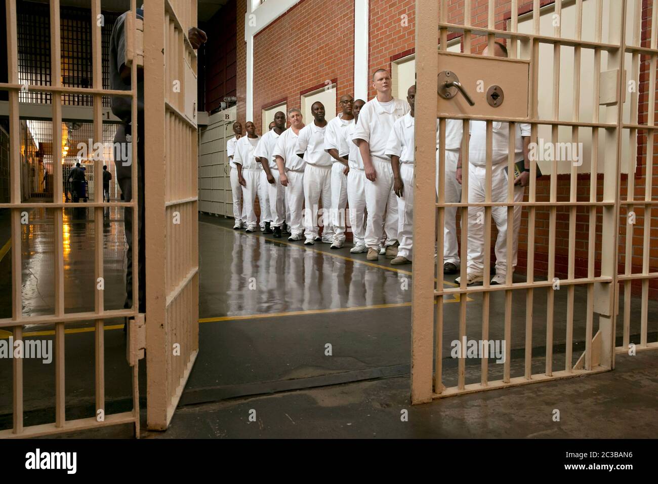 Rosharon Texas USA, August 25 2014: Uniformed male inmates, students of ...