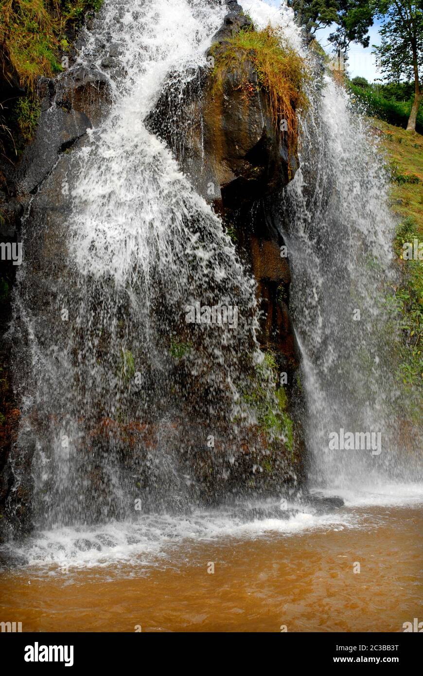 big waterfall in azores island of s. miguel Stock Photo - Alamy