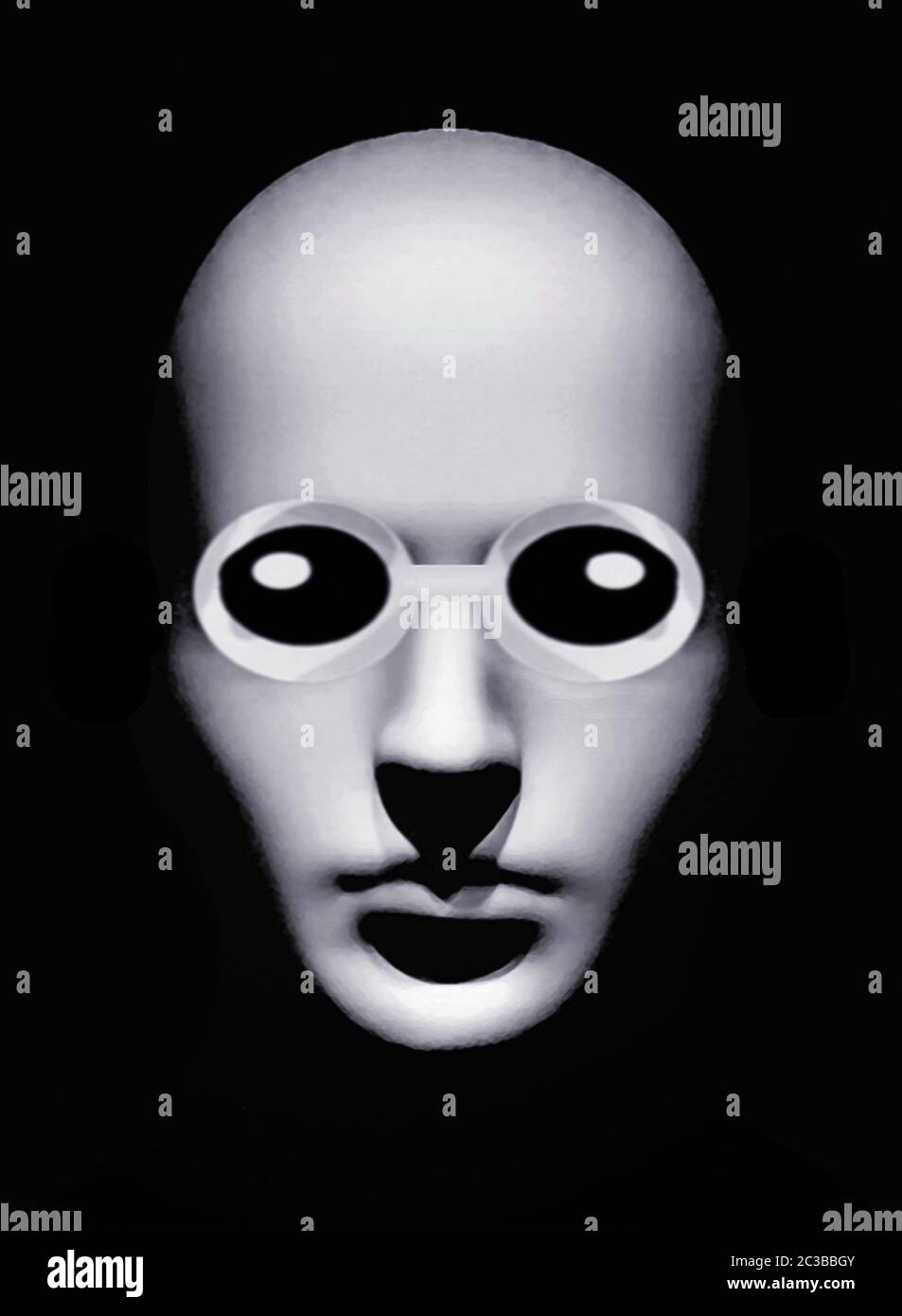 Eyes Closed Alien Head Scary Poster Stock Photo - Alamy