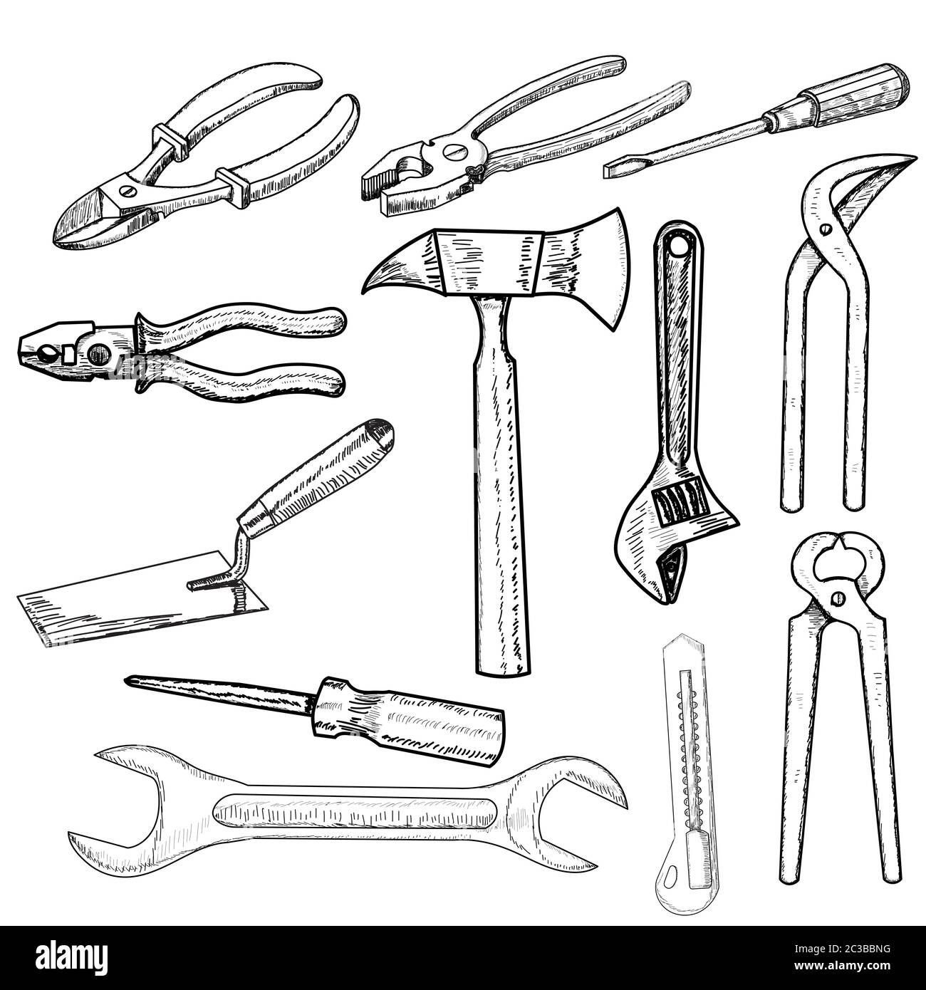 construction tool set, sketches collection Stock Vector Image & Art - Alamy