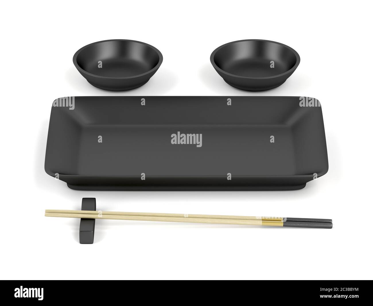 Wood chopsticks and empty black sushi plates Stock Photo - Alamy