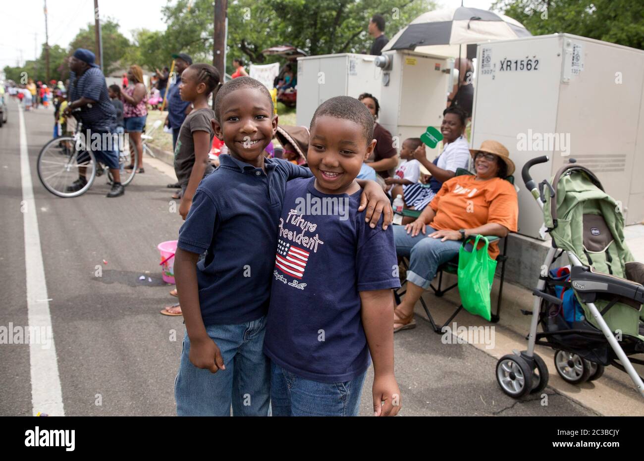 Juneteenth parade--Austin, Texas USA, June 21 2014: Neighbors and ...