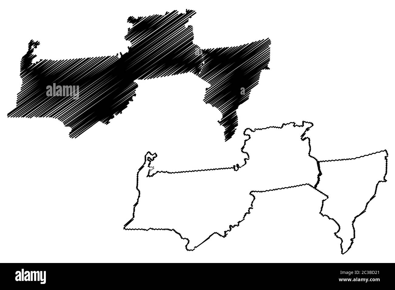 Para District (Surinam, Republic of Suriname) map vector illustration ...