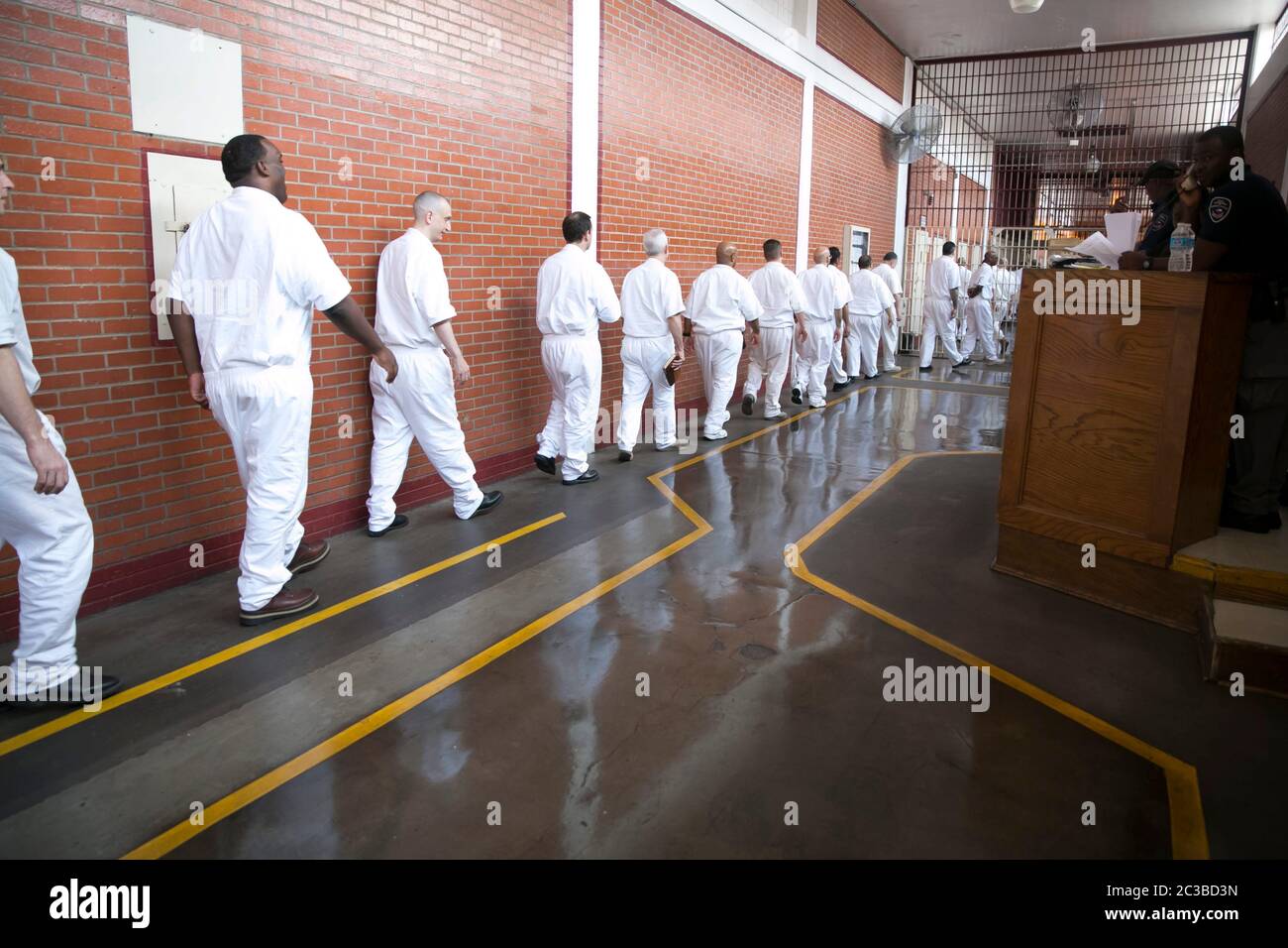 Rosharon Texas USA, August 25 2014: Uniformed male inmates, students of ...
