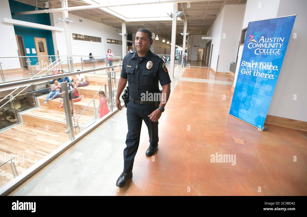 Austin, Texas USA, August 27, 2014: Community college police officer ...