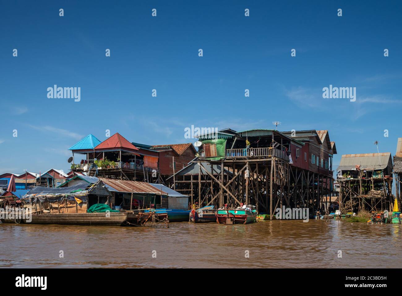 Kompong Khleang Floating Village at Lake Tonle Sap Cambodia Stock Photo ...