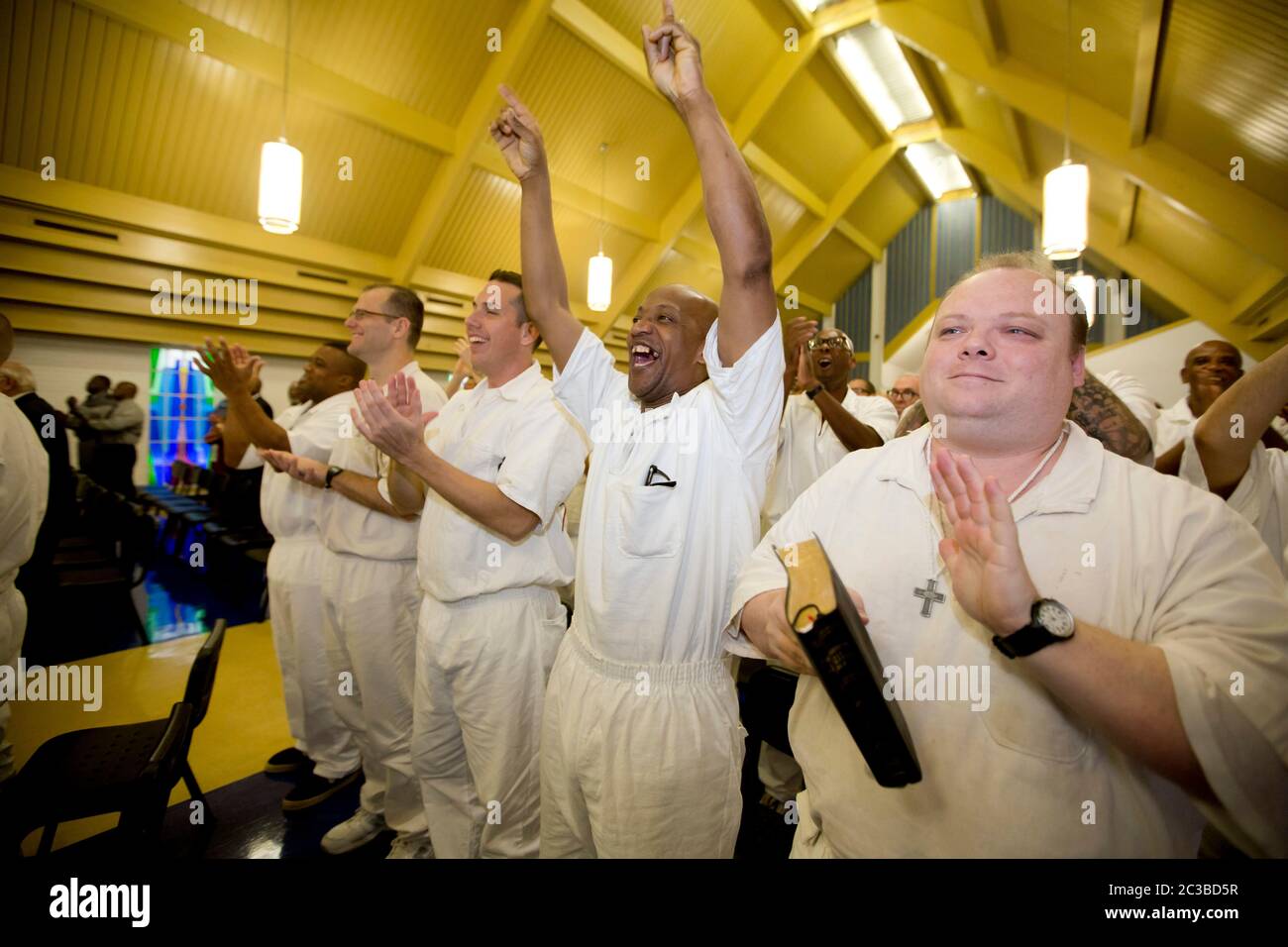 Rosharon Texas USA, August 25 2014: Uniformed male inmates at ...