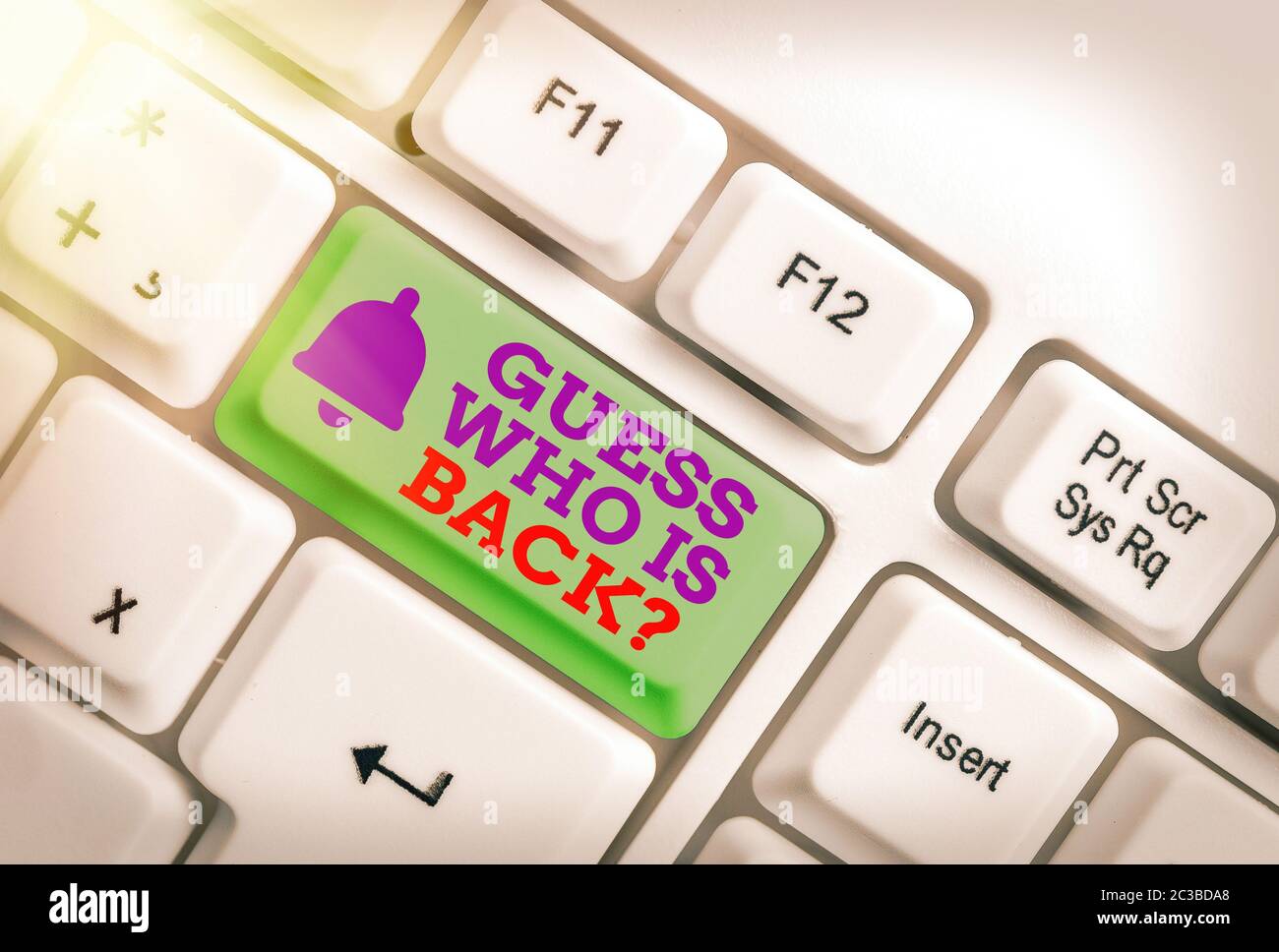 Writing note showing Guess Who Is Back Question. Business concept for ...