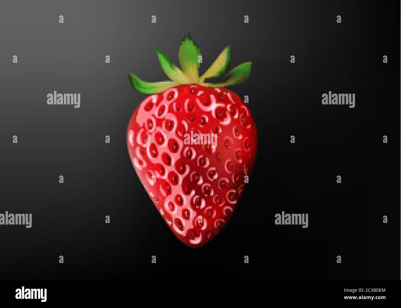 Three dimensional realistic strawberry with light reflecting. Black ...